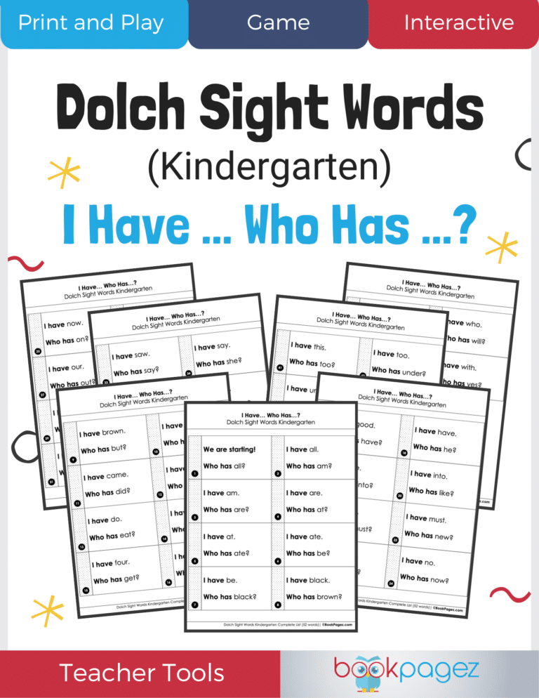 Dolch Sight Words (Kindergarten): I Have... Who Has...? - BookPagez